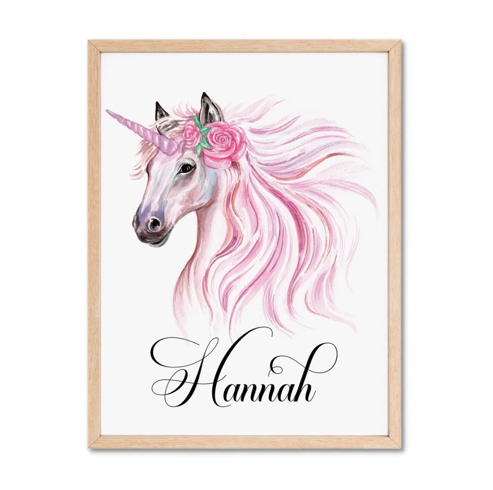 Personalized Unicorn Wall Art for Girls Bedroom, Pretty Pink Unicorn Wall Print for Little Girl Nursery, Cute Unicorn Bedroom Decor for Girls with Name, Unique Birthday Gift for Unicorn Lover Kids