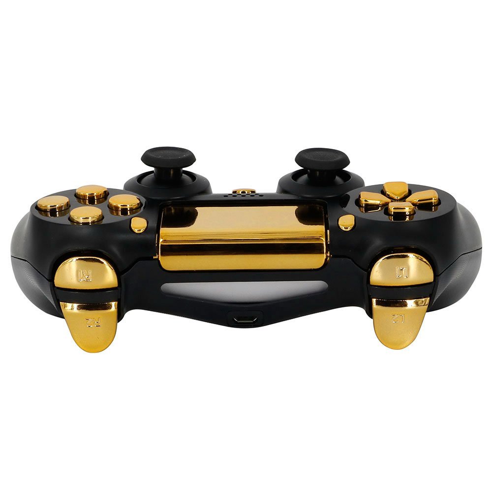 Jadebones Chrome Plating Replacement Repair Buttons with 2 Springs Set for PS4 Controller DualShock 4 (Gold)