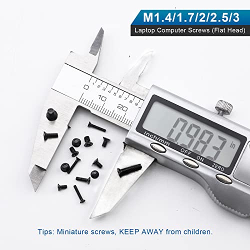 NINDEJIN 720pcs Laptop Notebook Computer Carbon Steel Screws Kit Set, Flat Head Phillips Screw Assortments, M1.4/1.7/2/2.5/3 Countersunk ssd Screws Accessories for SSD Toshiba DELL Sony Samsung