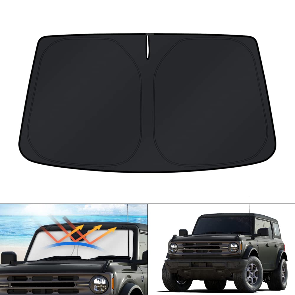 KUST Custom Fit Windshield Sun Shade for 2021-2024 2025 Ford Bronco Sport Accessories Window Sunshade Sun Visor Protector Foldable Blocks UV Rays Keep Your Car Cooler