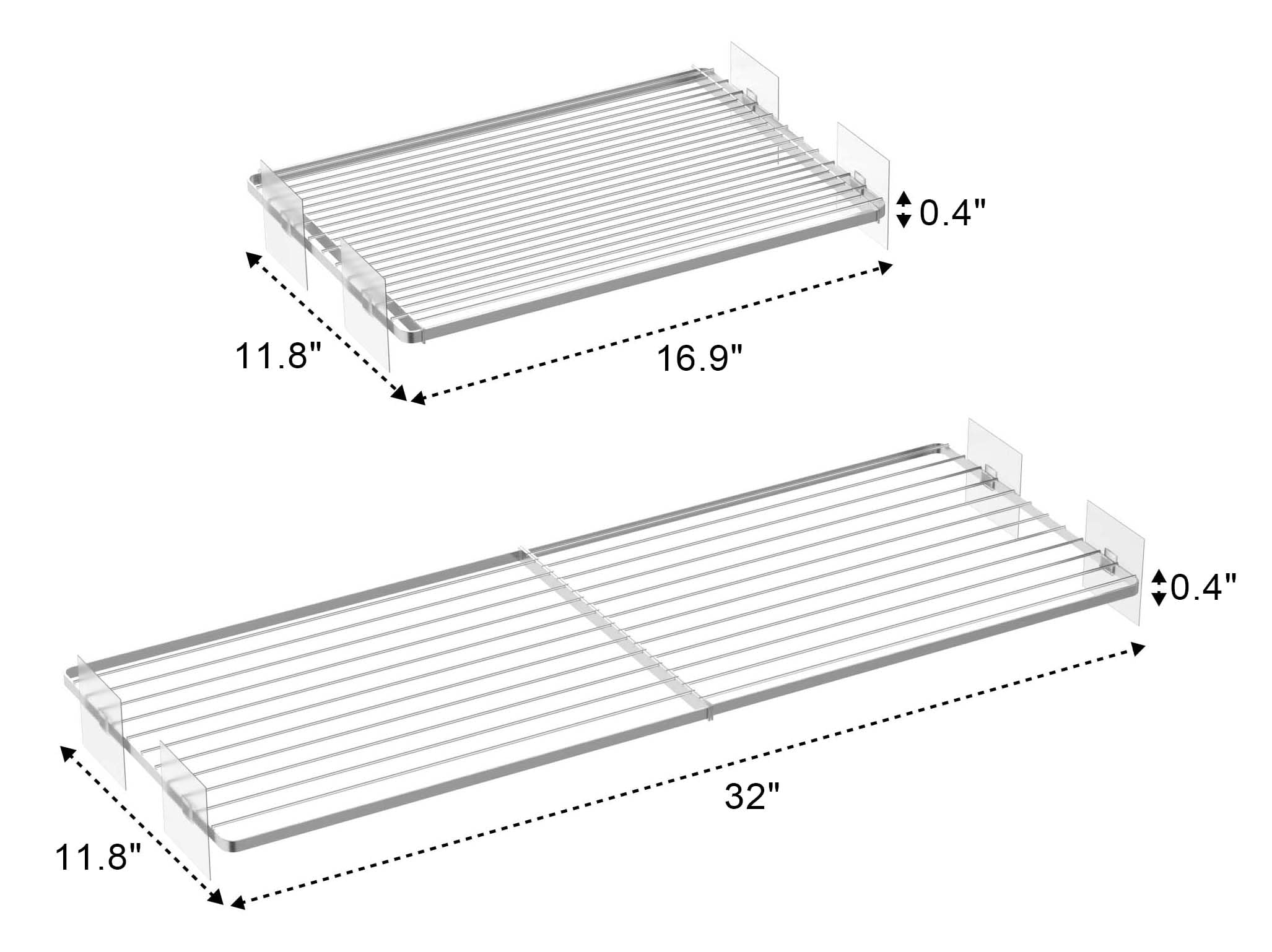 WEJIPP Closet Tension Shelves Expendable Cabinet Organizer Wire Shelf Metal DIY Divider Separator for Cabinet Wardrobe Cupboard Pantry Kitchen Bedroom