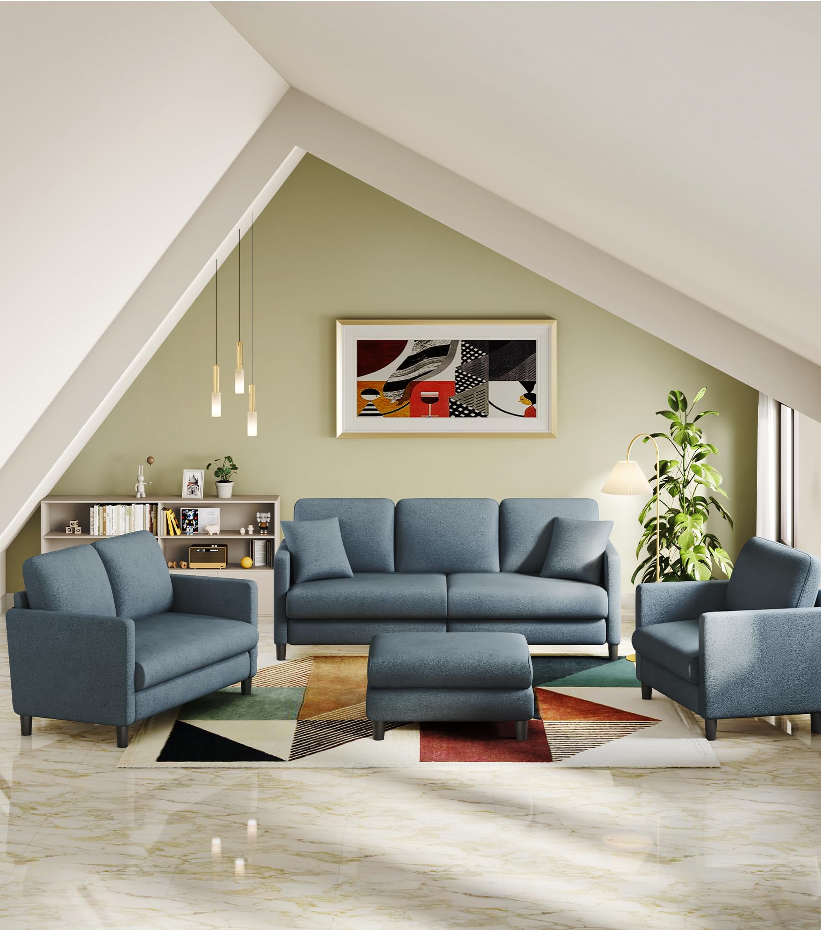 Welzona Blue Gray Loveseat Sofa,Teddy Sofa, 51" Comfy Couch