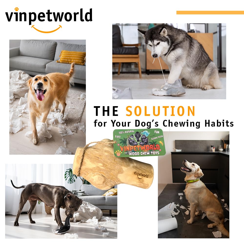 VINPETWORLD Dog Chew Toy - Boost Your Dog's Chewing Joy with This Safe, Natural Stick from Real Coffee Wood, Perfect for Your Joyful Four-Legged Friend - Size Medium (Pack of 2)
