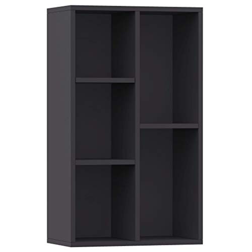 WIFESE Bookshelf Book Cabinet 19.7"x9.8"x31.5" Cubby Storage Organizer Record Player Stand Bookcase with Doors Bookshelf with Cabinet Storage Shelf for Living Room Small Cabinet Gray