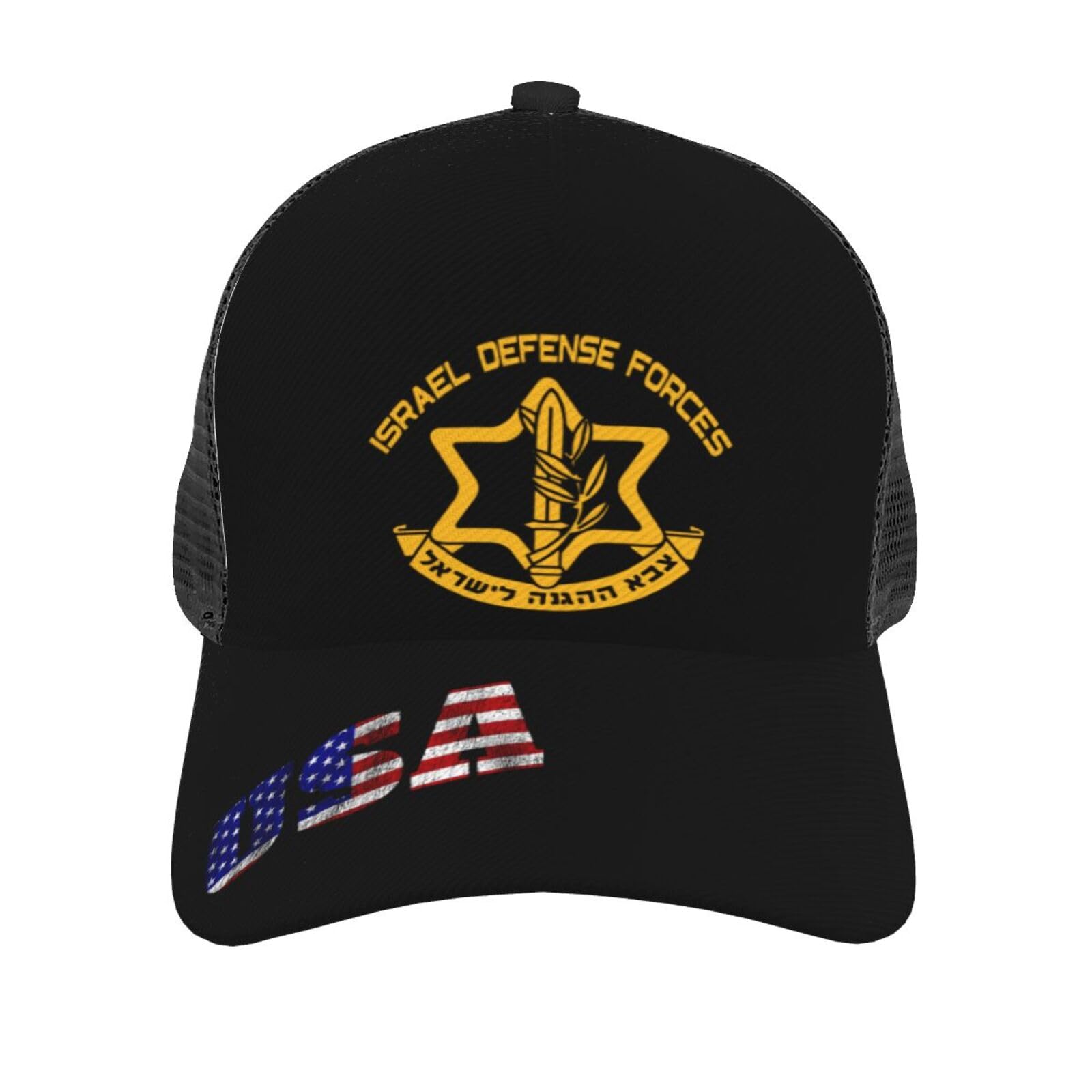 IDF Israeli Defense Force Logo Trucker Hat - Mesh Baseball Snapback Cap for Men Outdoors American Flag