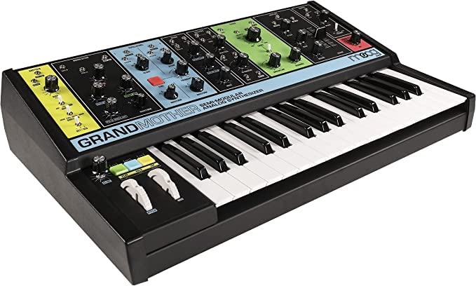 Moog Grandmother Semi-Modular Analog Synthesizer Bundle with Case, Patch Cables, Instrument and Midi Cable and Austin Bazaar Polishing Cloth