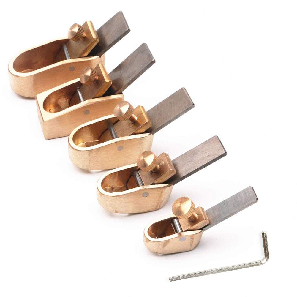 Jiayouy 5 PCS Micro Bronze Violin Thumb Planer Set 8-16 mm Blade Width for DIY Violin Viola Cello Wooden Instrument Gold