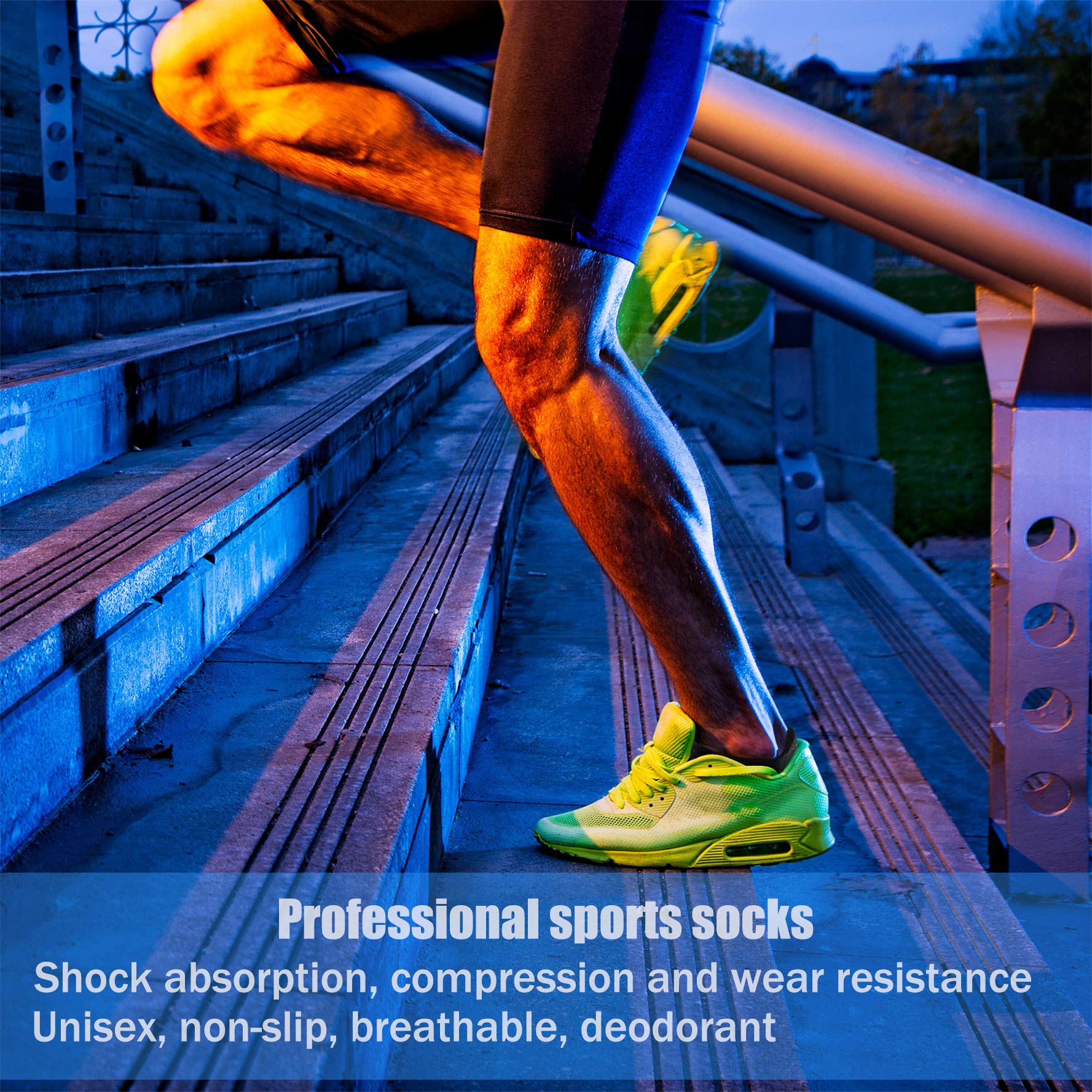 JEEDMNO Athletic Ankle Compression Socks Cushioned for Men and Women, Short Arch Support Socks ,Black,2 Pairs,Medium (Size 7-10 Womens/6-9 Mens)