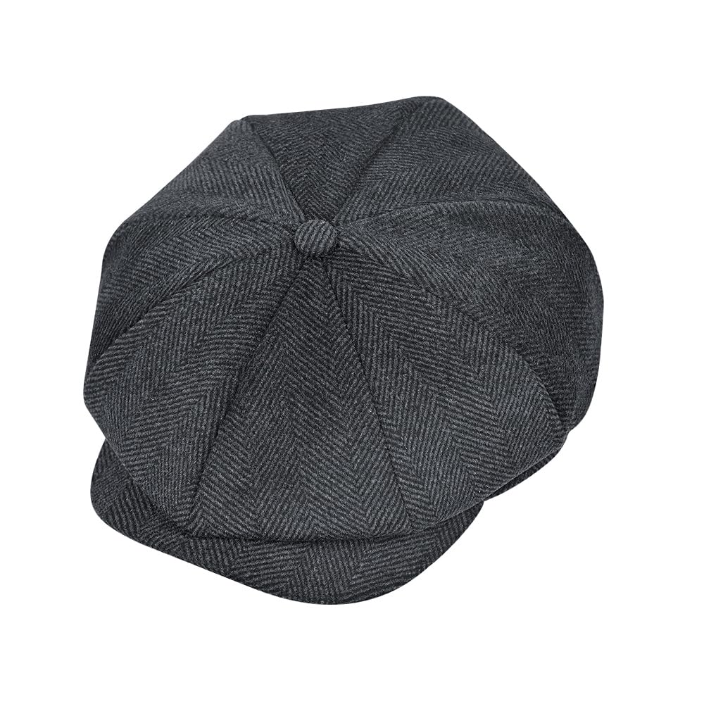 jerague Wool Newsboy Cap for Men Classic Vintage Gatsby Lvy Driving Hat Flat Hunting Cap Adjustable