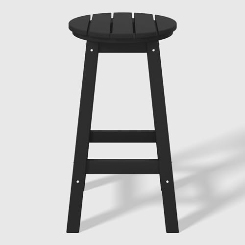 WestinTrends Malibu 24" HDPE Outdoor Patio Round Counter Height Bar Stool Set of 2, Black