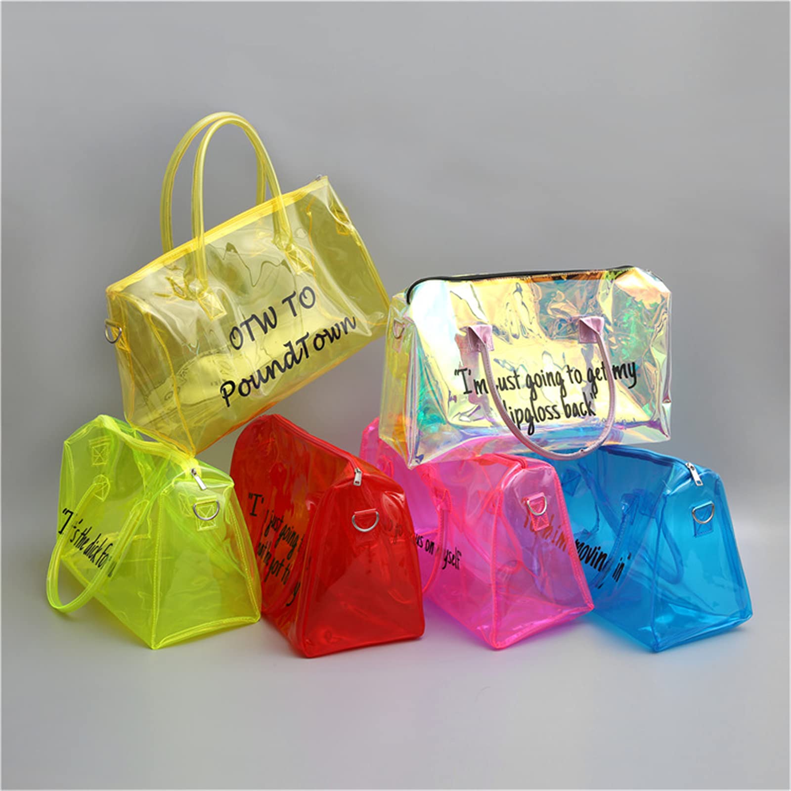 KAMIZE Trendy Clear bags,Yoga Clear Tote Bag With Zipper Closure Clear Tote Bags For Work Beach Stadium