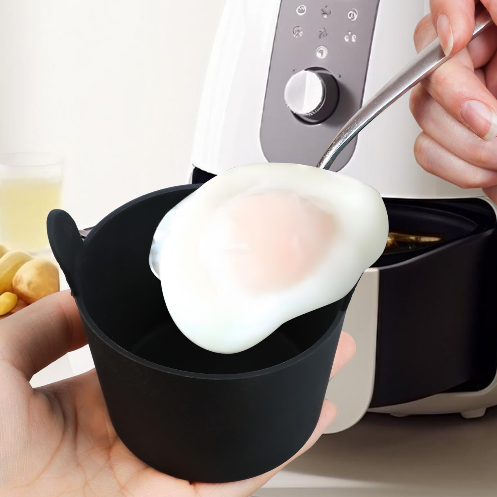 YASUOA Premium Air Fryer Egg Poacher Silicone Egg Frying Mold - Must-have Air Fryer Accessory - Versatile Kitchen Tool - Creative Cooking Gadget - Perfect Breakfast Accessory