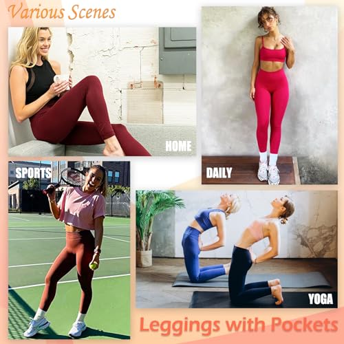 NEW YOUNG 3 Pack Leggings with Pockets for Women,High Waisted Tummy Control Workout Yoga Pants Black