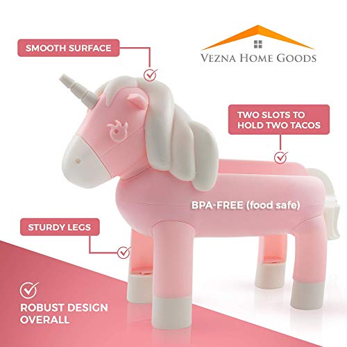Unicorn Taco Holder Bundle with Blue Dinosaur Taco Holder for Kids