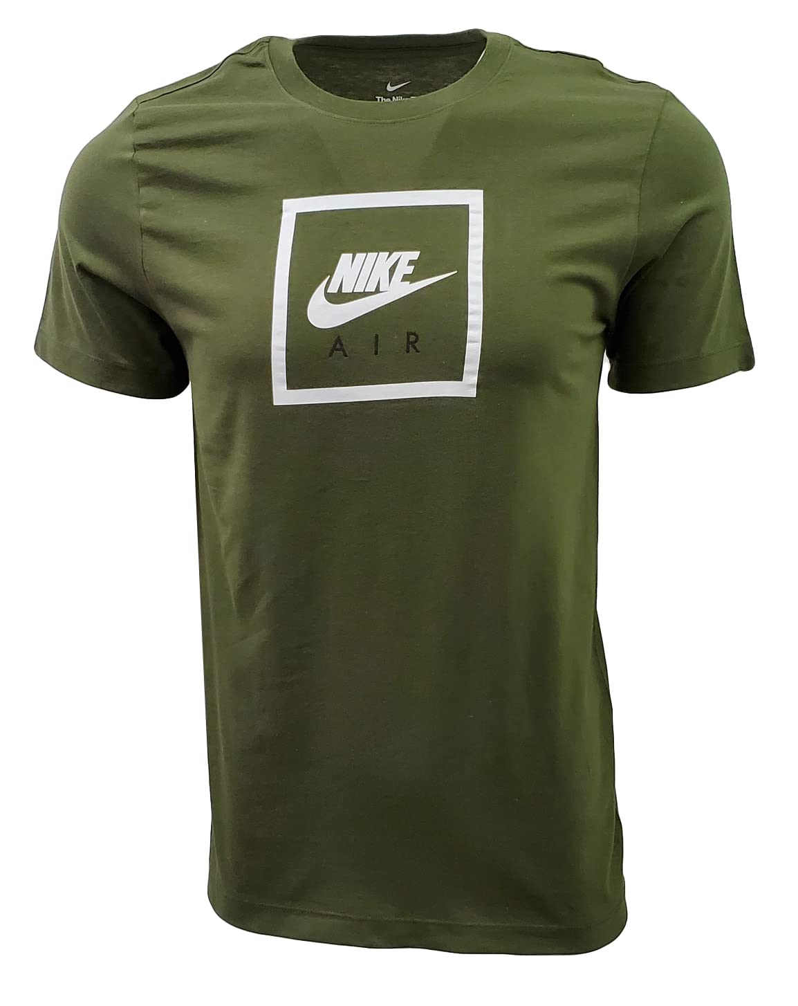 Nike Sportswear Men's Air Box Logo Short Sleeve T-Shirt (X-Large, Deep Green (Square Logo))