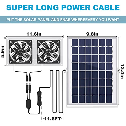 SOLPERK Solar Fan for Shed, 10w Chicken Coop Solar Panel Fan, Solar Greenhouse Fan with 11.8ft/3.6m Cable, Solar Exhaust Fan For Shed, Chicken Coop, Greenhouse, Dog House