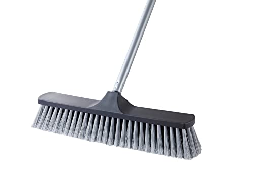 Push Broom Heavy-Duty Indoor Outdoor Floor Cleans Brush Bristles Adjustable Steel Handle Pole 55ā Wide 16ā Lightweight Scrub Sidewalk Driveway Yard Patio Garage Concrete Wood Stone Tile Wall