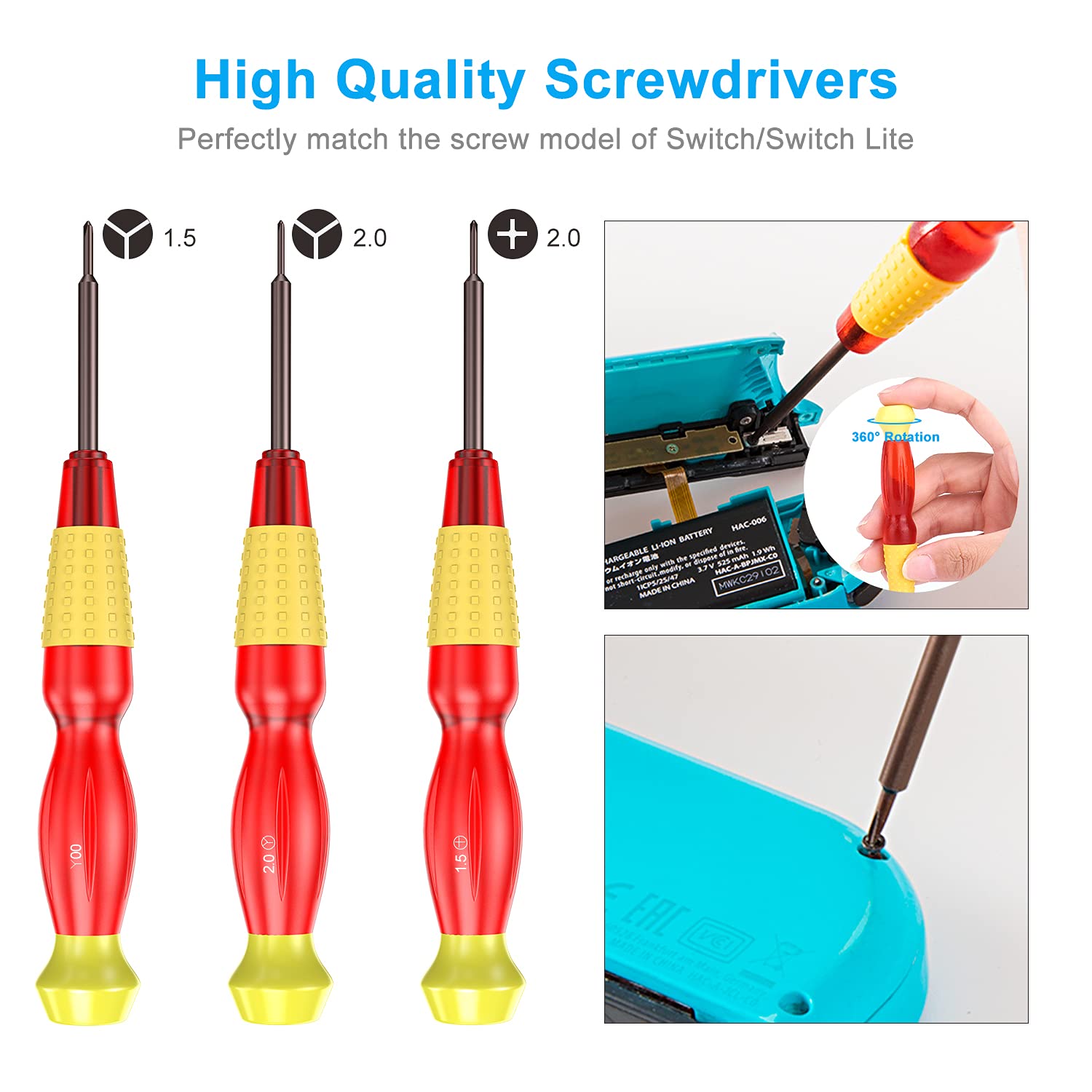 innoAura Joycon Joystick Replacement, 27 in 1 Repair Tool Kit with 2-Pack 3D Analog Stick, 2 Metal Buckles,3 Screwdrivers, Back Shell Kickstand, Pry Tools for Joycon/NS Switch/Switch Lite