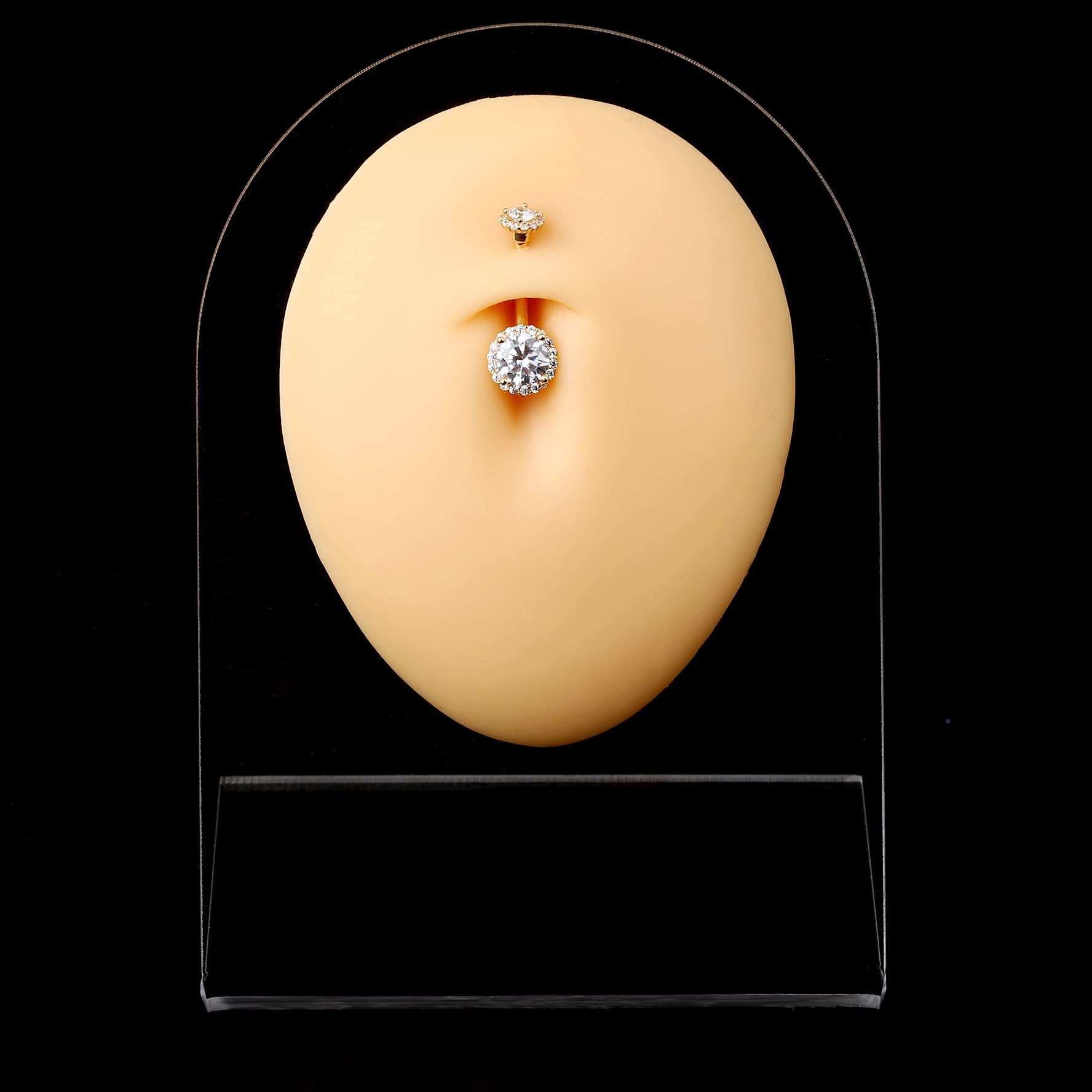 Jewseen 14K Gold Belly Button Ring Sparkling CZ Navel Rings Belly Bar Navel Piercing Body Jewelry