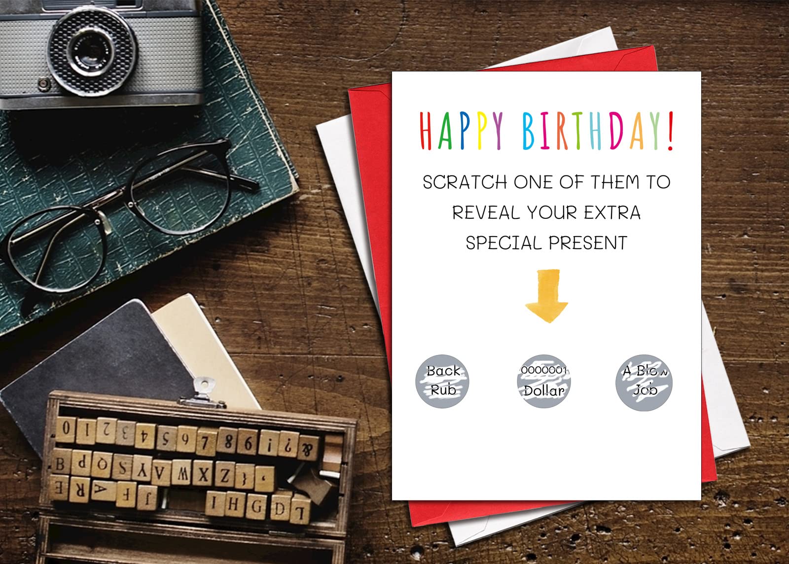 Ikassong Funny Scratch off Birthday Card for Him Men Boyfriend Husband Lover 5.3 x 7.6 with 2 Envelopes