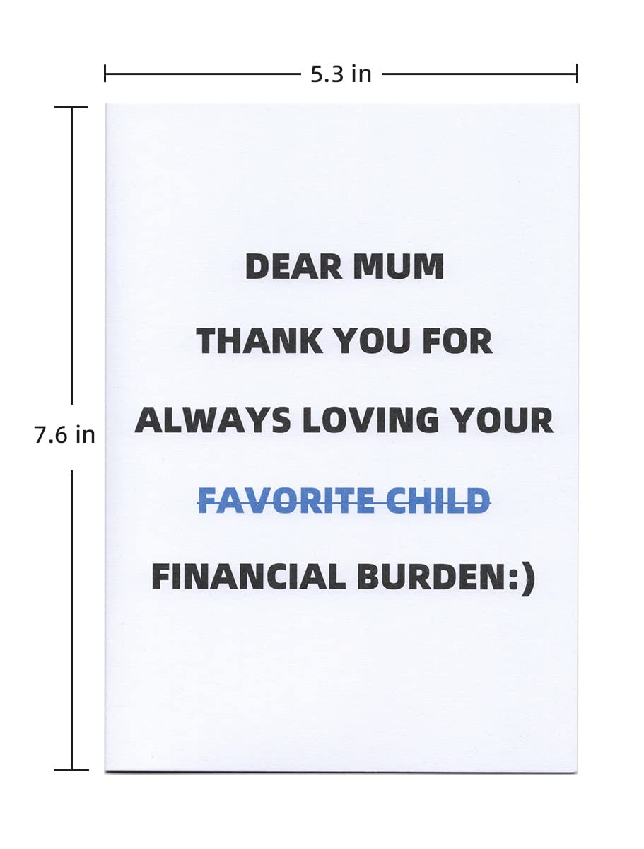 Ikassong Funny Card for Mom Birthday Mother's Day 5.3 x 7.6 with 2 Envelopes