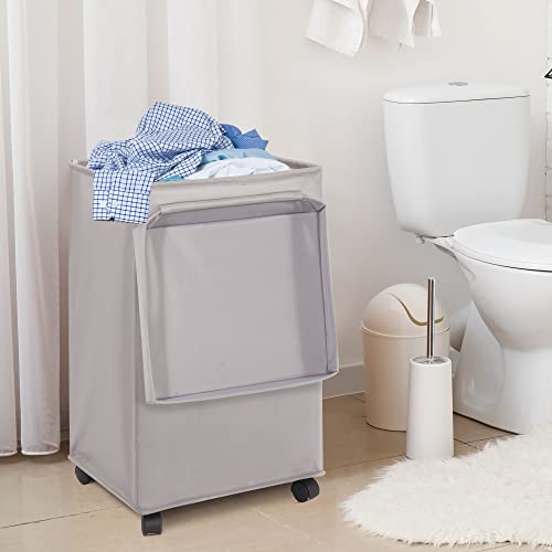 STORAGE MANIAC Rolling Laundry Hamper, 80L Tall Laundry Basket on Wheels, XL Dirty Clothes Hamper with Handle, Freestanding Clothes Hamper for Dorms, Bedroom, Bathroom, Living Room - With Lid Grey