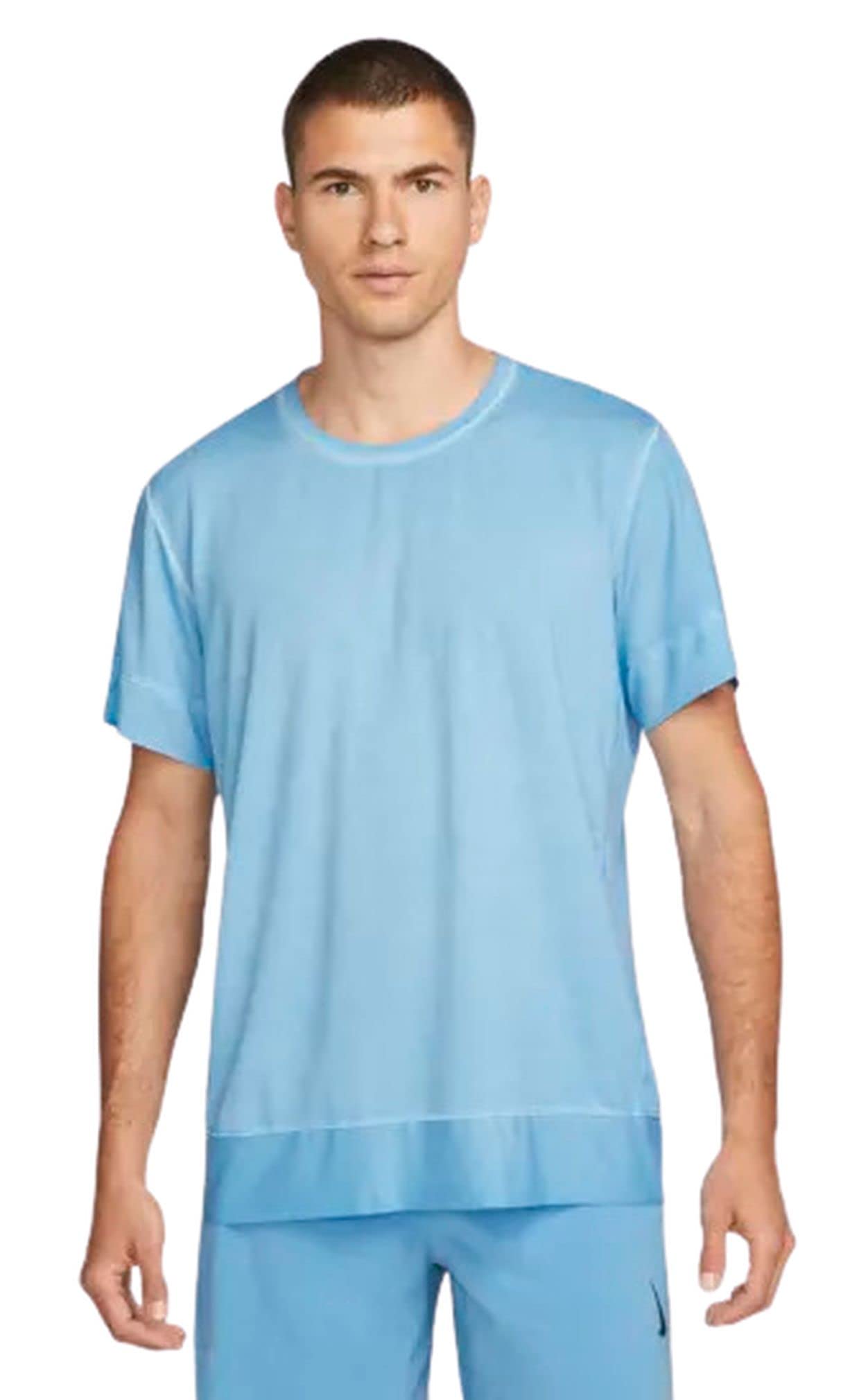 Nike Yoga Dri-FIT Men's Short-Sleeve Crewneck T-Shirt, University Blue/Iron Grey, Large