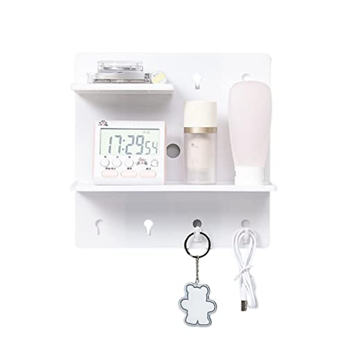WskLinft 1 Set Kitchen Shelf Save Space Punch Free Bedroom Hanging Wall Pegboard Storage Rack Decor for Home White