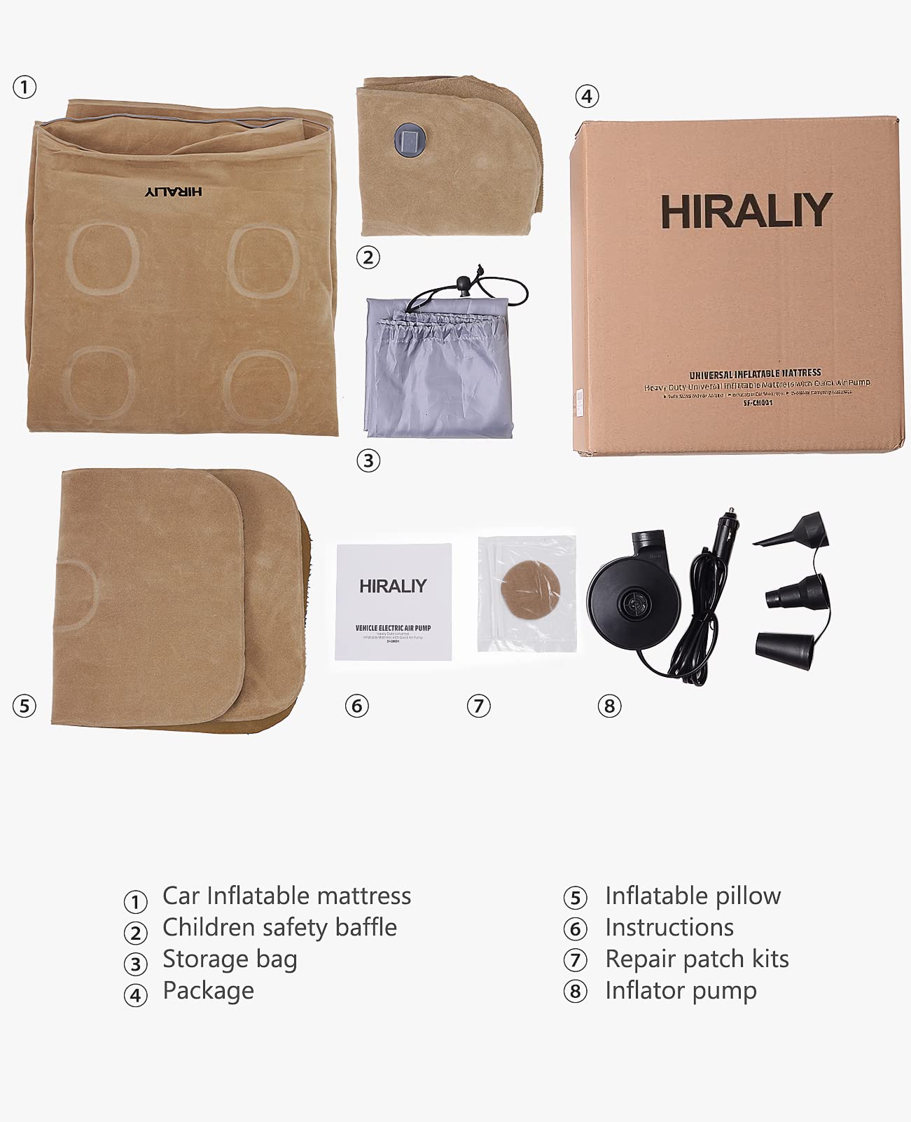 HIRALIY 53.94 x 34.25 x 17.72 Inches Car Air Mattress, Inflatable, To Clean