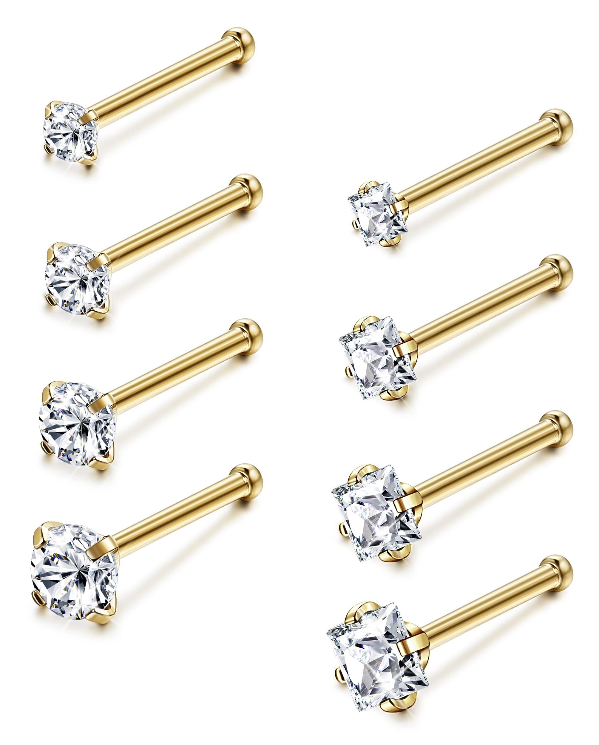 Jstyle 20G 8 Pcs a Set Stainless Steel Nose Rings Studs Piercing Body Jewelry 1.5mm 2mm 2.5mm 3mm G
