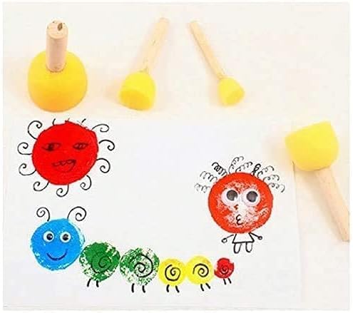 WAFJAMF 30 Pcs Assorted Size Round Sponges Brush Set 4 Sizes DIY Painting Tools- Yellow