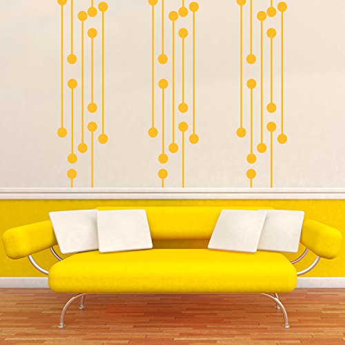 Vinyl Wall Art Decal - Geometric Digital Circuit - 60" x 16" - Trendy Modern Decor for Home Living Room Bedroom Office Workplace Peel Off Vinyl Sticker Decals (60" x 16"; Yellow)