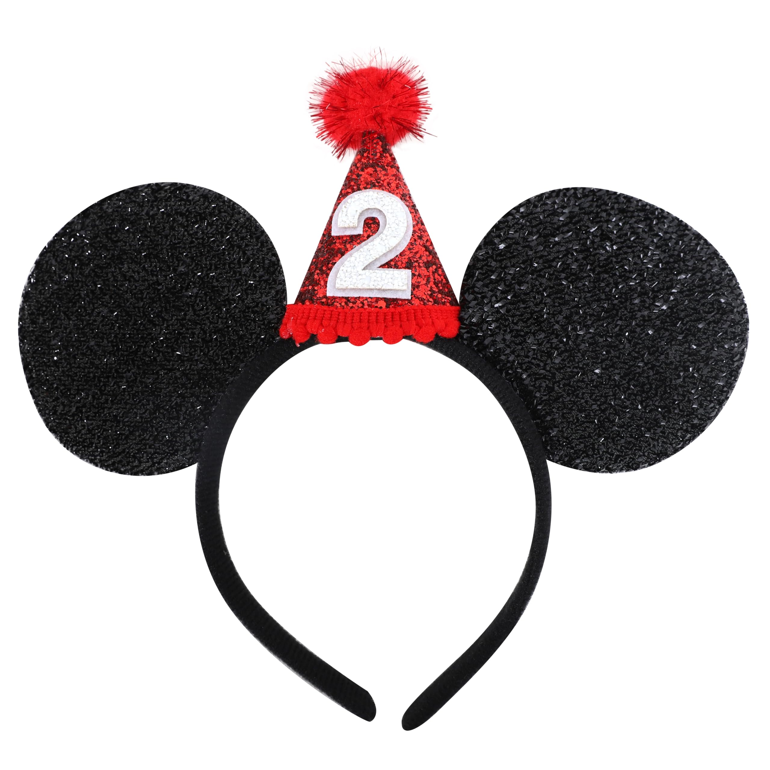 VAVAYAO Mouse Ears Birthday Party Decorations - 2nd Birthday Headband With Mini Hat and Photo Props
