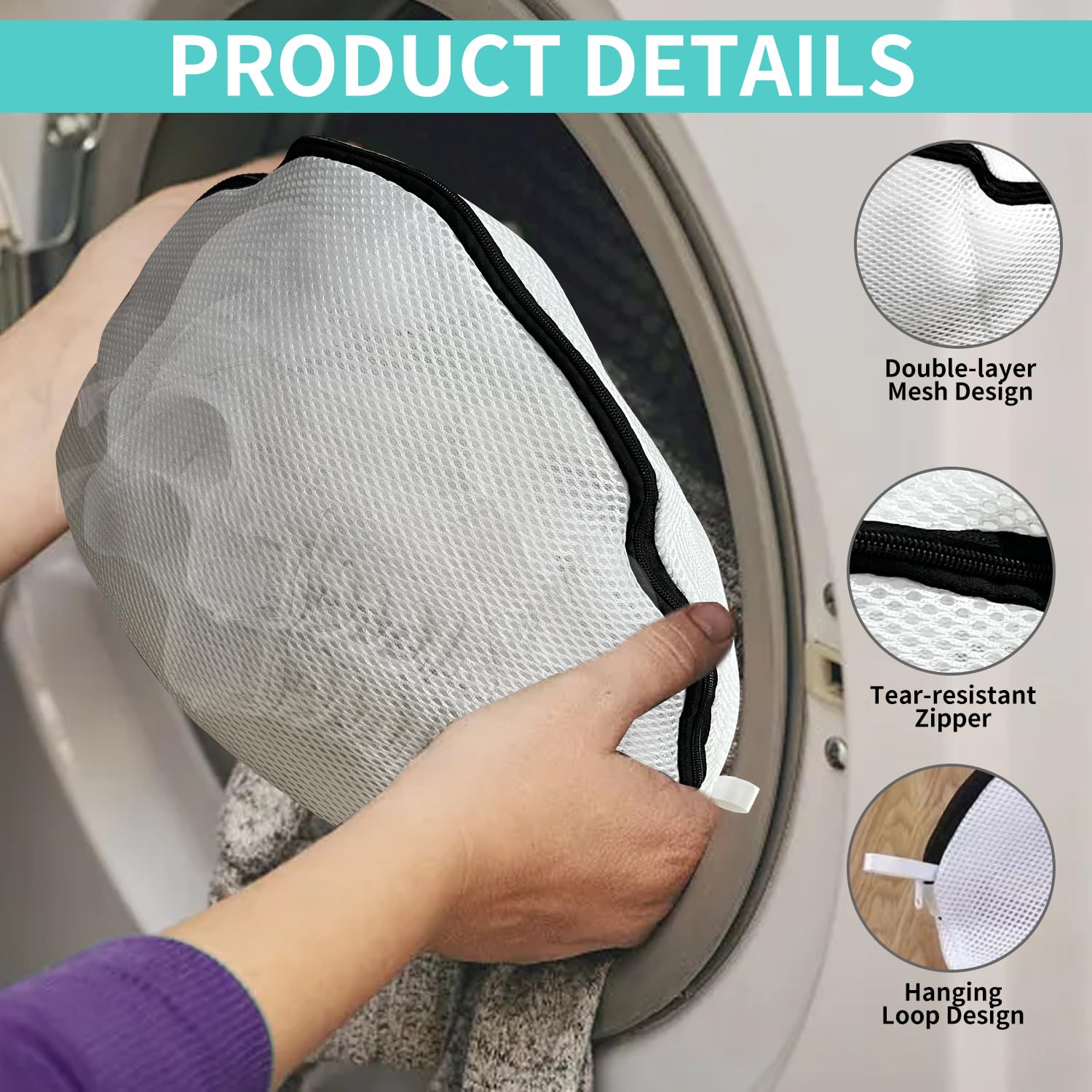 Sneaker Dryering & Washing Machine Bag, Dryer for Shoes, Clothing & Laundry - Elastic Strap Adjuster for Most Dryers Machines Door in Laundry Room, Easy Installation (Style 2)