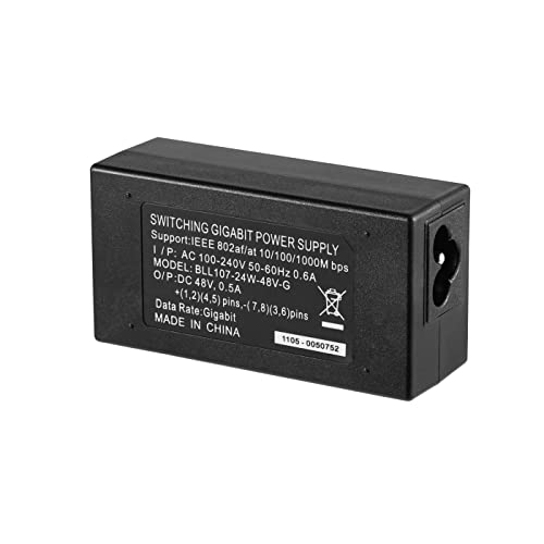 REVODATA Gigabit PoE Injector Adapter, IEEE 802.3af/at PoE+ Passive, PoE 48V 0.5A Output Power, 10/100/1000Mbps Gigabit Speed, for IP Camera/AP/PTZ/Video Phone, Plug and Play (D05A-G)