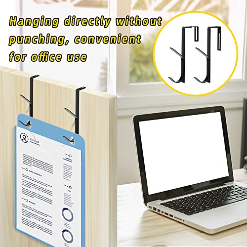 Wehhbtye Adjustable Double Coat Hooks,Thick Cubicle Wall Coat Hook,Metal Over The Panel Double Hook Adjusted to Fit 1.35 to 3.5 Inch Thickness Panels for Wall Panel (2pcs)