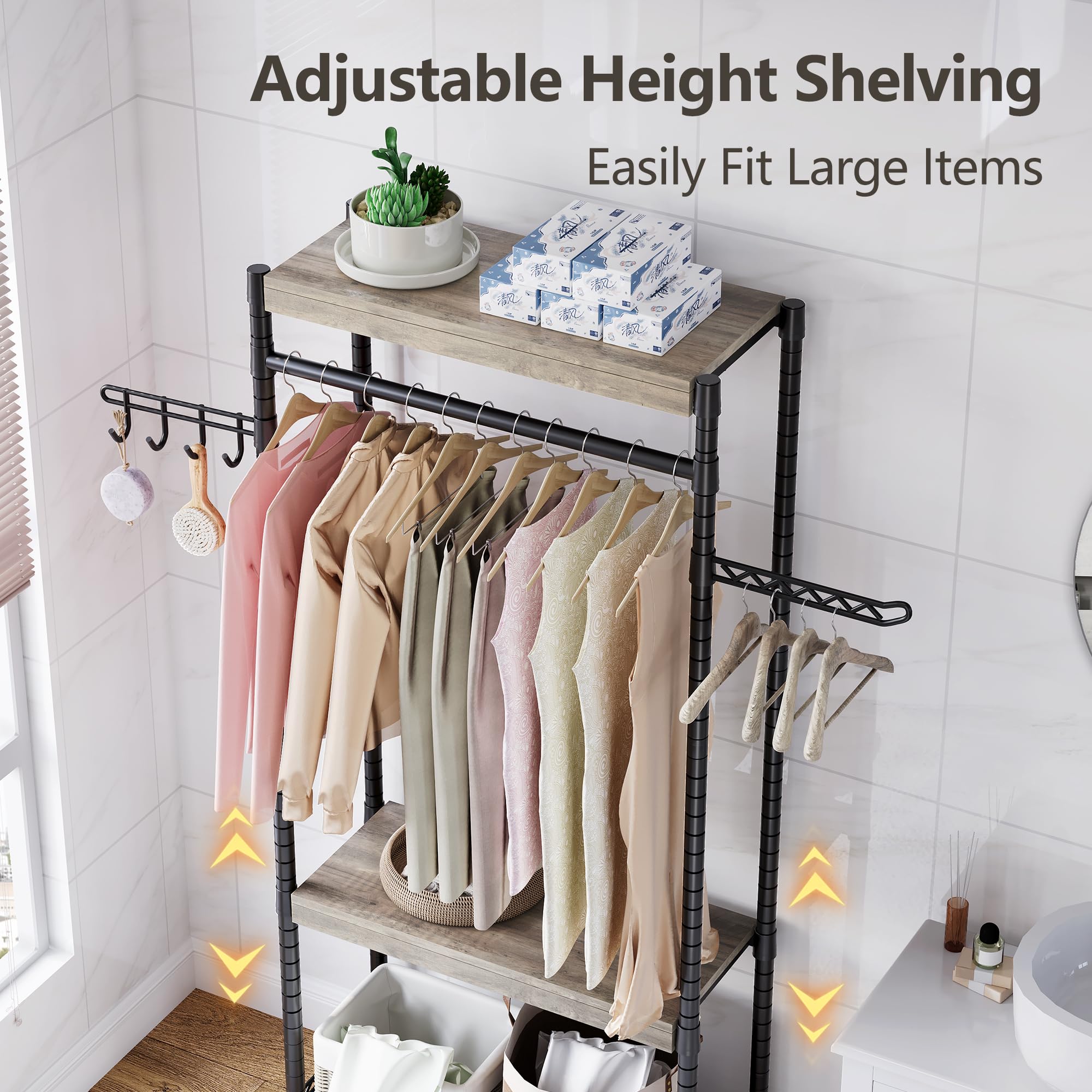 IDEALHOUSE Over The Washer and Dryer Storage Shelf- Laundry Room Organization Space Saving Laundry Drying Clothes Racks Heavy Duty Adjustable Height Bathroom Shelf for Home Decor 31"*12"*74.02"H