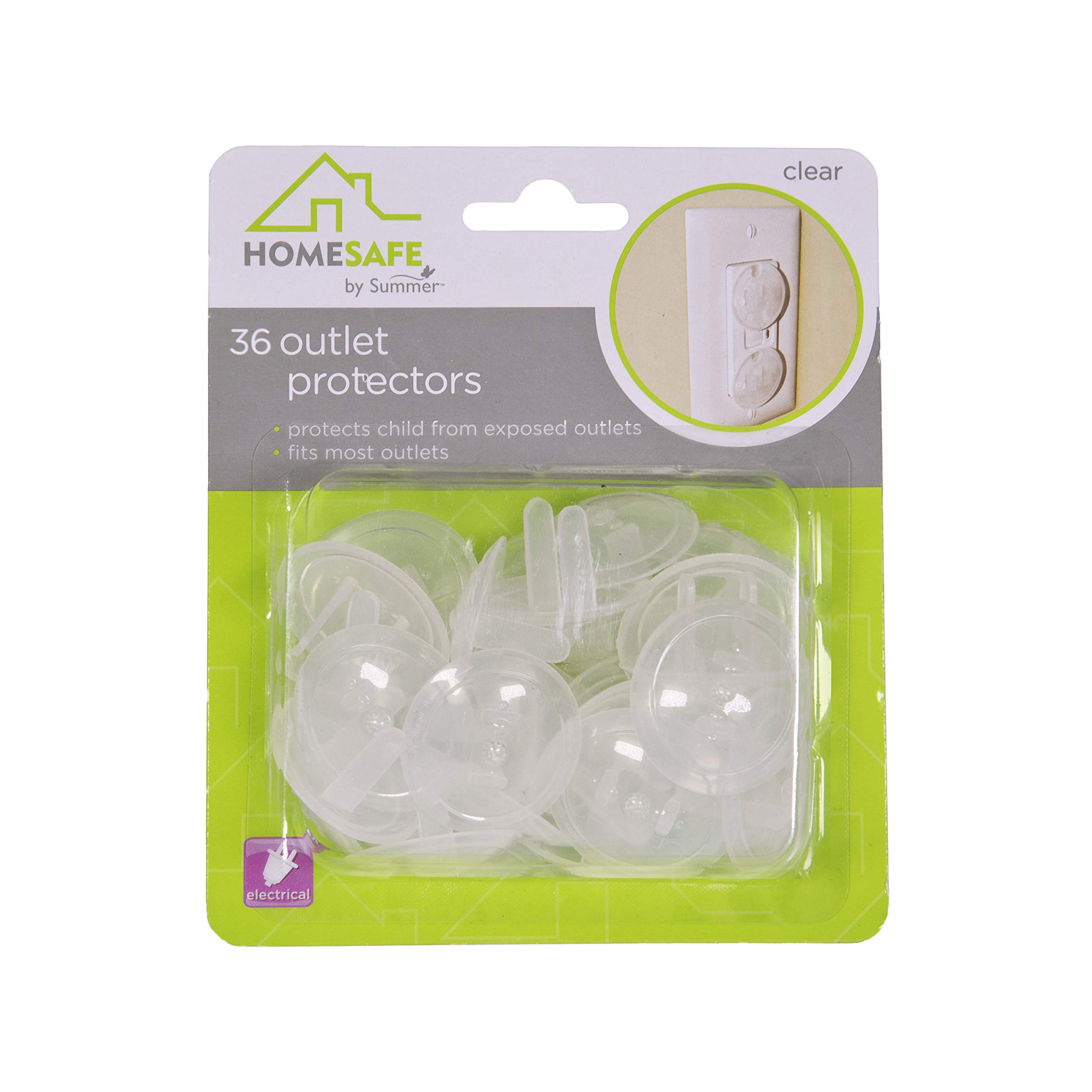 Home Safe Outlet Protectors, Clear, 36 Count