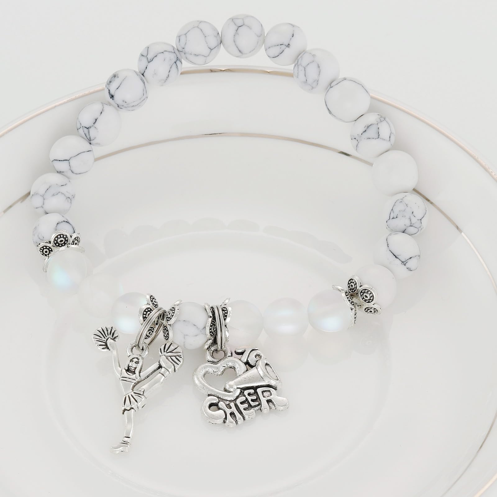 HUTIMY Cheer Bracelet Beads Bracelets Gifts Ideas for Cheer Team Jewelry Teens Cheerleading Bracelet