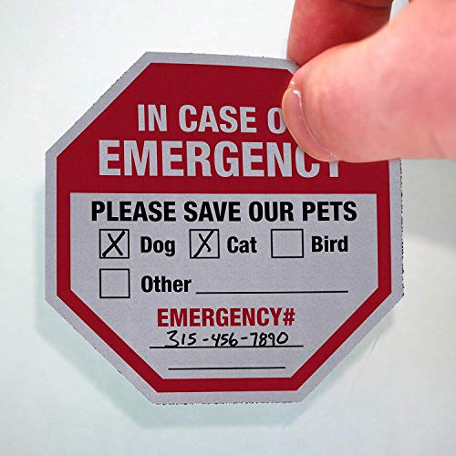 SmartSign “in Case of Emergency Please Save Our Pets" Pet Rescue Decal Set | Two 4"x4" & One 2.75"x2.75" Engineer Grade Reflective Adhesive Labels