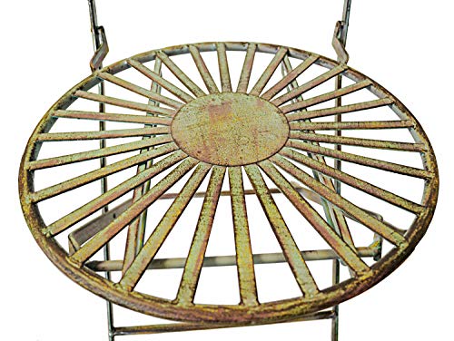 Westcharm Folding Metal Bistro Outdoor Chair for Outside Patio with Peacock Tail Motif, Set of 2