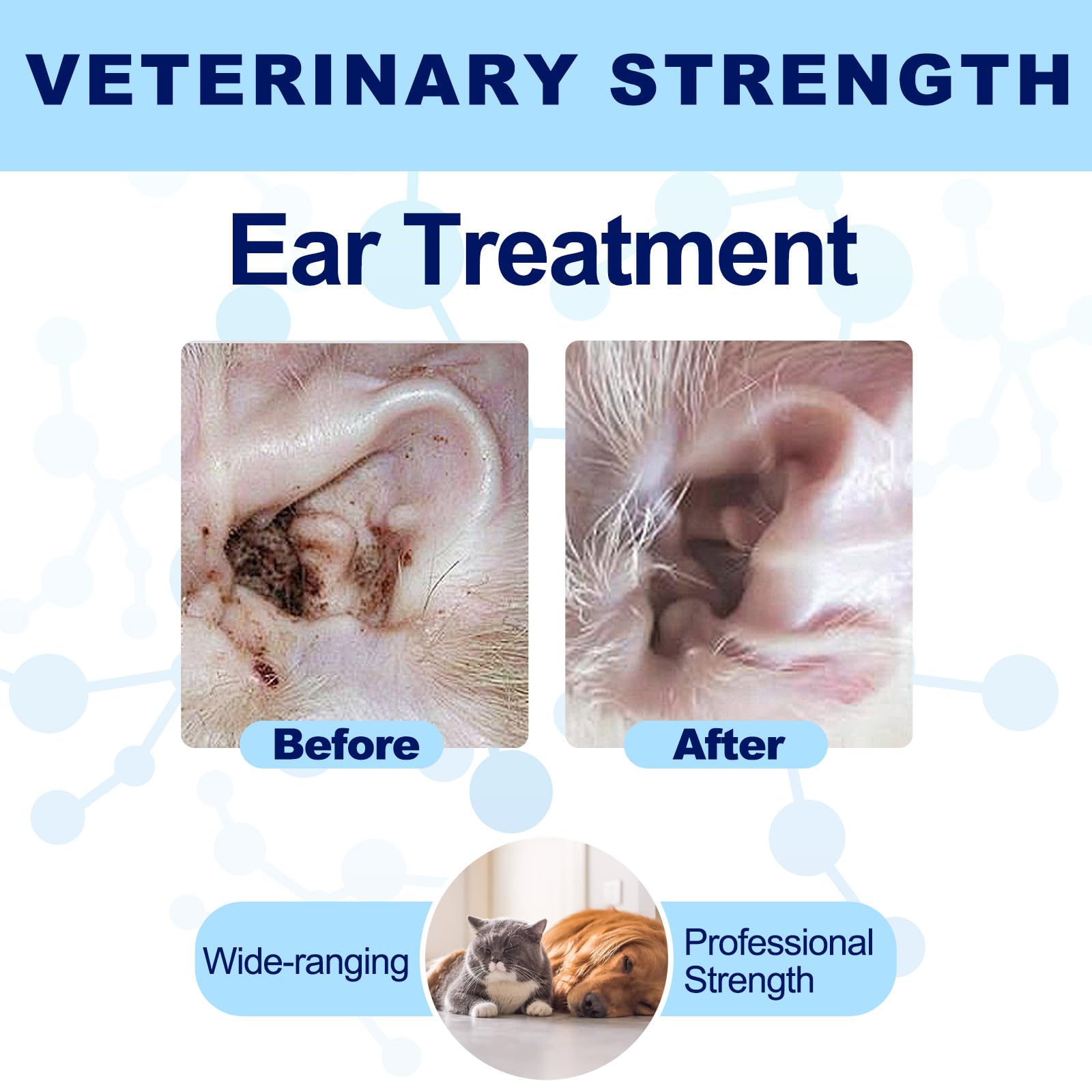 UNIPUP Dog Ear Cleaning Solution,Ear Infection Treatment for Dogs & Cats to Mitigate Itching, Inflammation, and Odor for Maintaining Ear Hygiene, with 30 Cotton Swabs, 4 oz