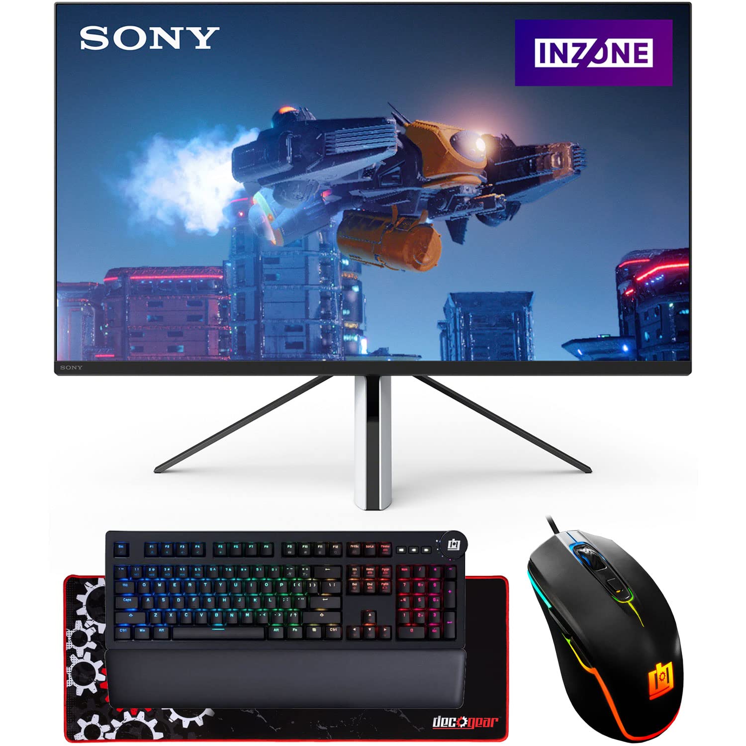 Sony 27" INZONE M3 Full HD HDR 240Hz Gaming Monitor (2022 Model) Bundle with Deco Gear Mechanical Gaming Keyboard, RGB Mouse and Large Mousepad
