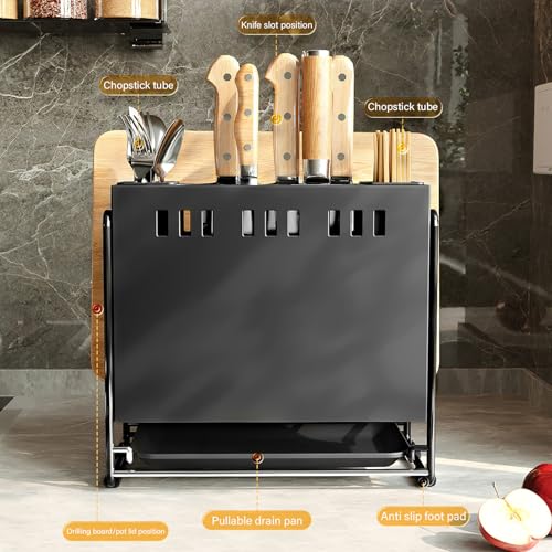 ZHENZQ Integrated Kitchen Utensils Holder No Drilling Hanging Knives and Chopsticks Storage Rack Modern Iron Storage Solution