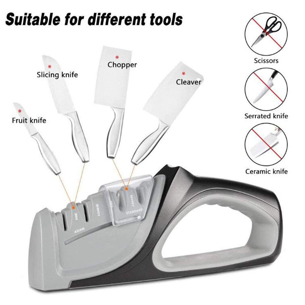 JTBH Professional Kitchen Knife Sharpener 4 Stages Sharp System Sharpening Chef Knife Sharpening Tool Accessory Mini Portable Knife Sharpener