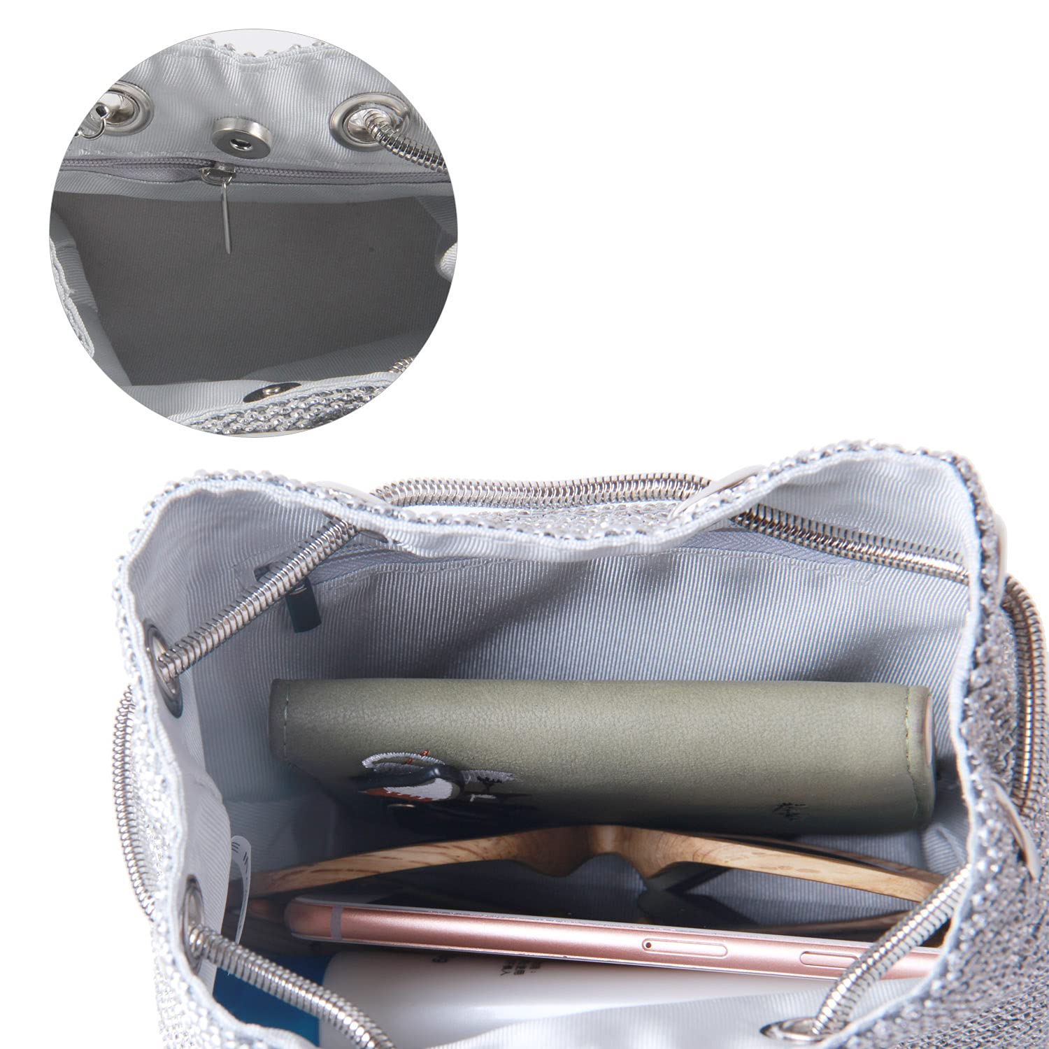 Lanpet Women Rhinestone Evening Bag Bucket Clutch Purses for Cocktail Party Wedding Glitter Handbags