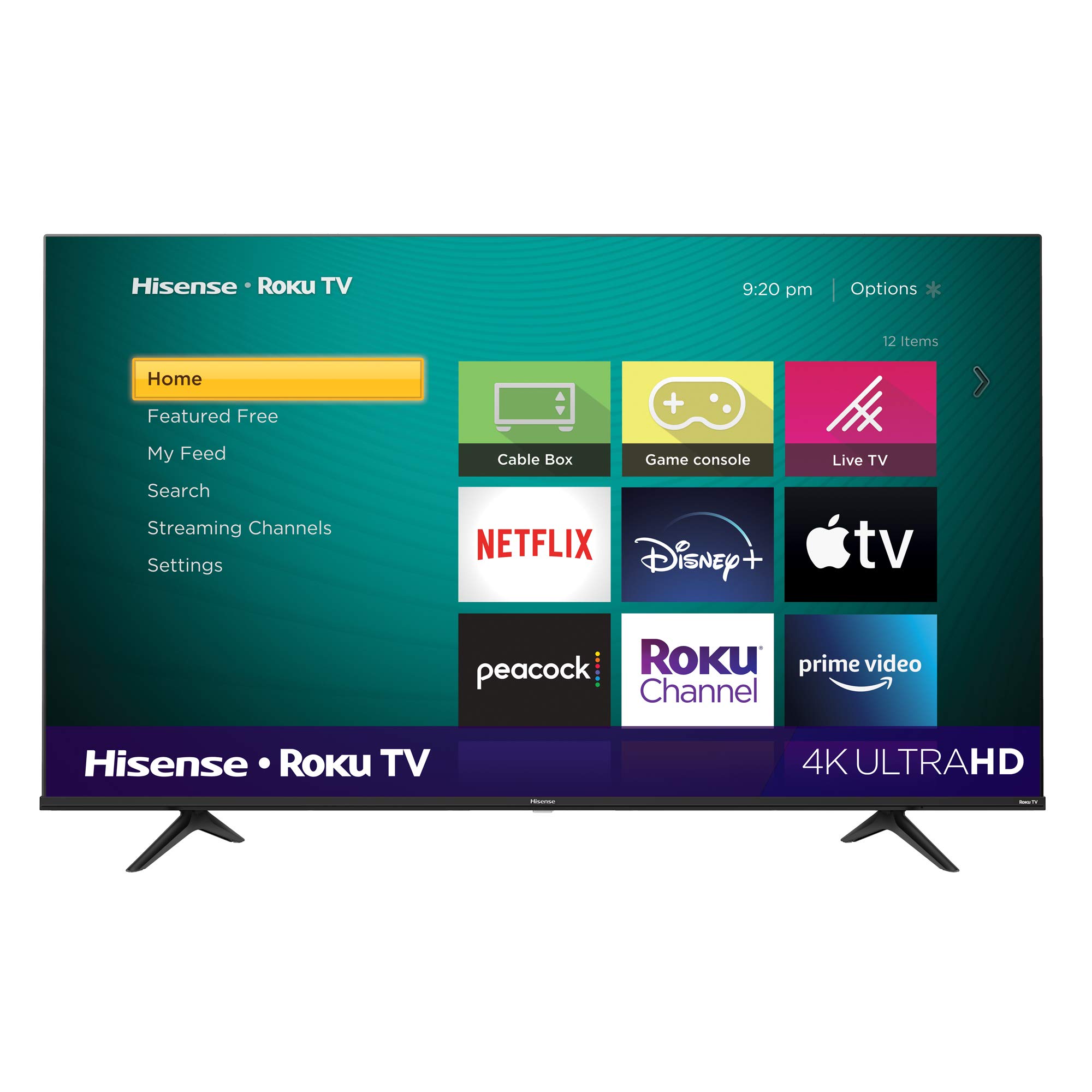 Hisense 65-Inch Class R6 Series Dolby Vision HDR 4K UHD Roku Smart TV with Alexa Compatibility (65R6G, 2021 Model) & HS214 2.1ch Sound Bar, HDMI ARC/Optical/AUX/USB, 3 EQ Modes