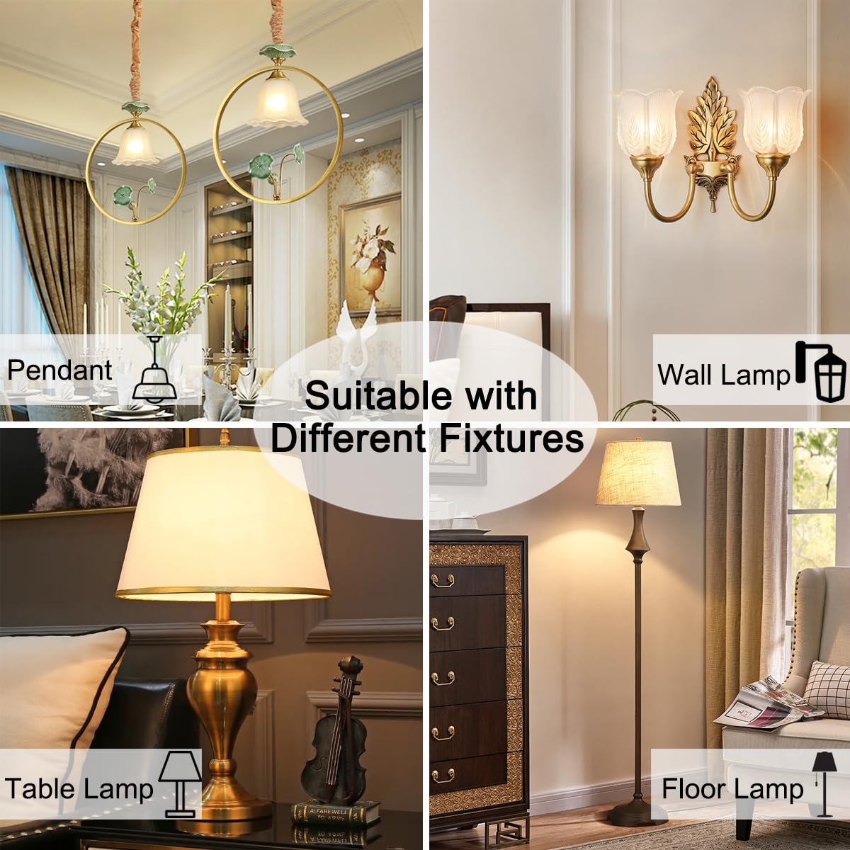 Wonninek G125 Edison Globe Filament Bulbs (1 Pack)- E26 Standard Base, Antique Incandescent Bulb 60W Equivalent, 2700K 817LM Non-Dimmable Round Edison Bulb for Bedroom Bathroom and Living Room