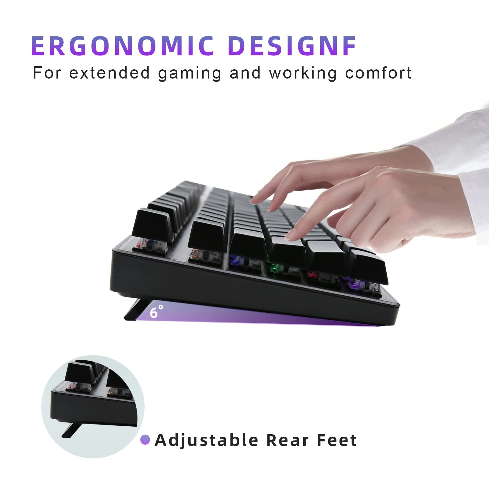 Newmen GM325 Gaming Keyboard Mechanical Keyboard,LED Backlit Wired 104 Keys Mechanical Gaming Keyboard,Anti-ghosting,Macro Programmable PC Gaming Keyboards for Windows Computer Laptop(Brown Switch)