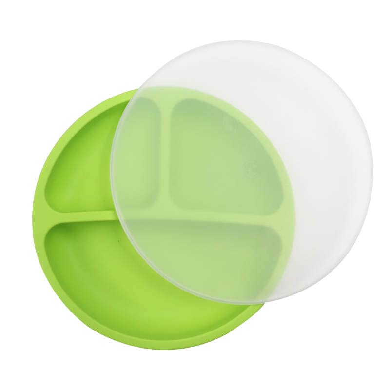 Suction Plates for Babies | 100% Silicone with Lid | Divided Design | Microwave & Dishwasher Safe